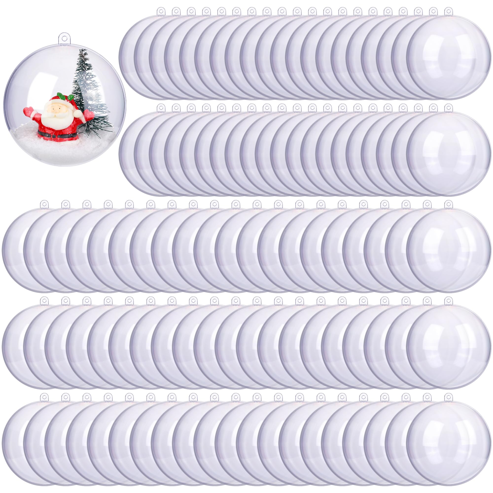 ANVAVO 100 Pieces 80mm Christmas Clear Plastic Fillable Ball Ornaments ...