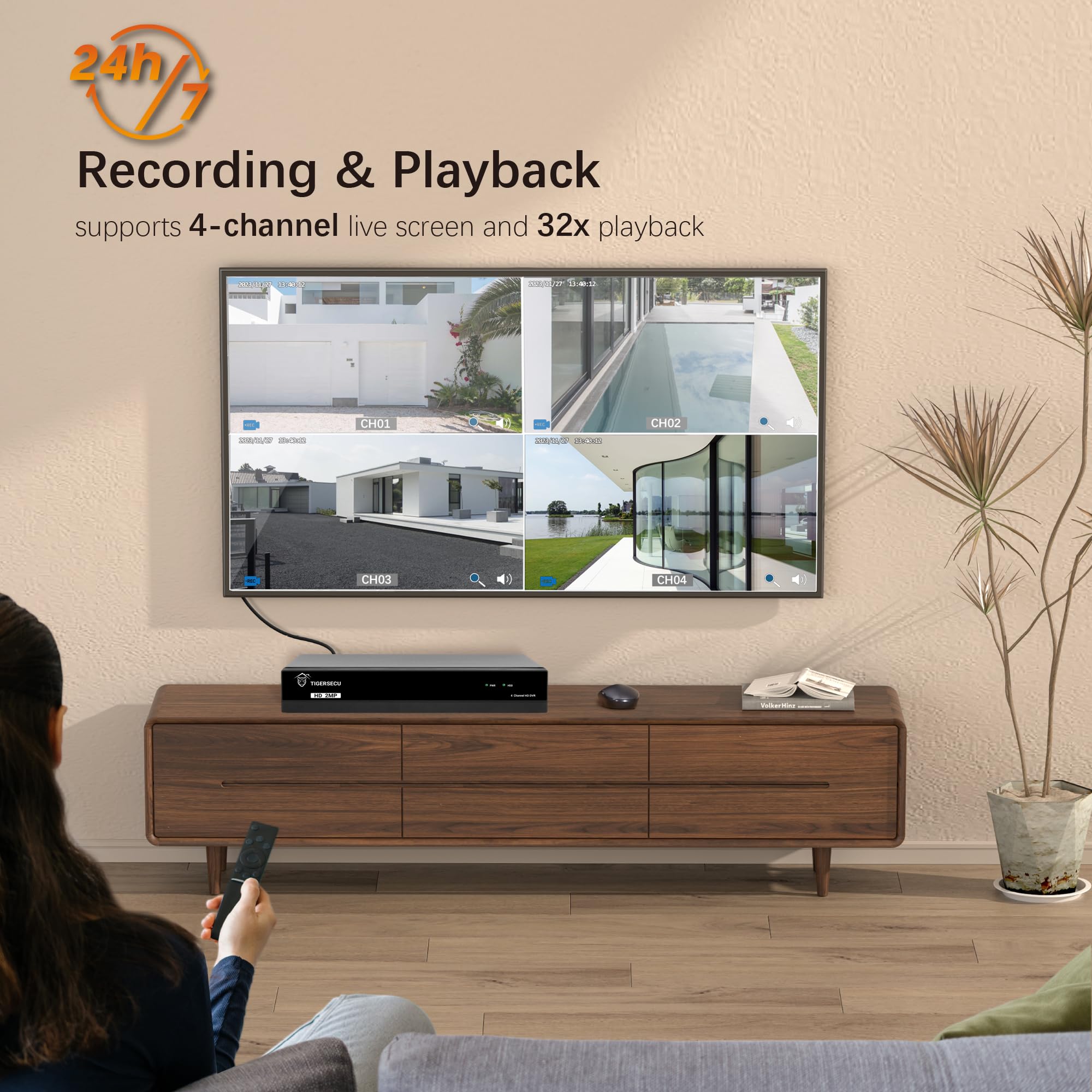 Mua TIGERSECU Super HD 1080P 4 Channel DVR Security Recorder with 1TB ...