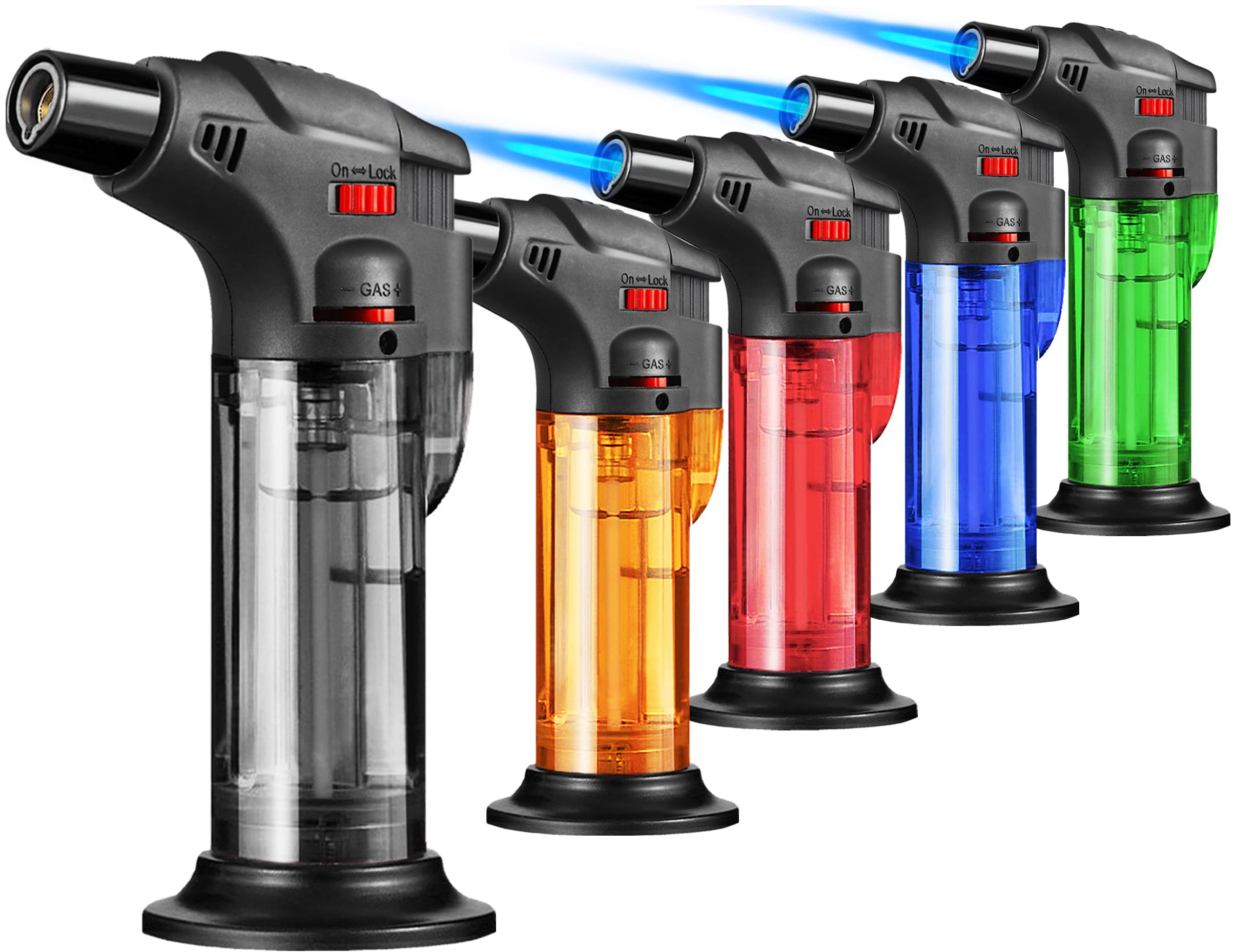 5 Pack Torch Lighters Butane Refillable Lighter Single Jet Flame ...