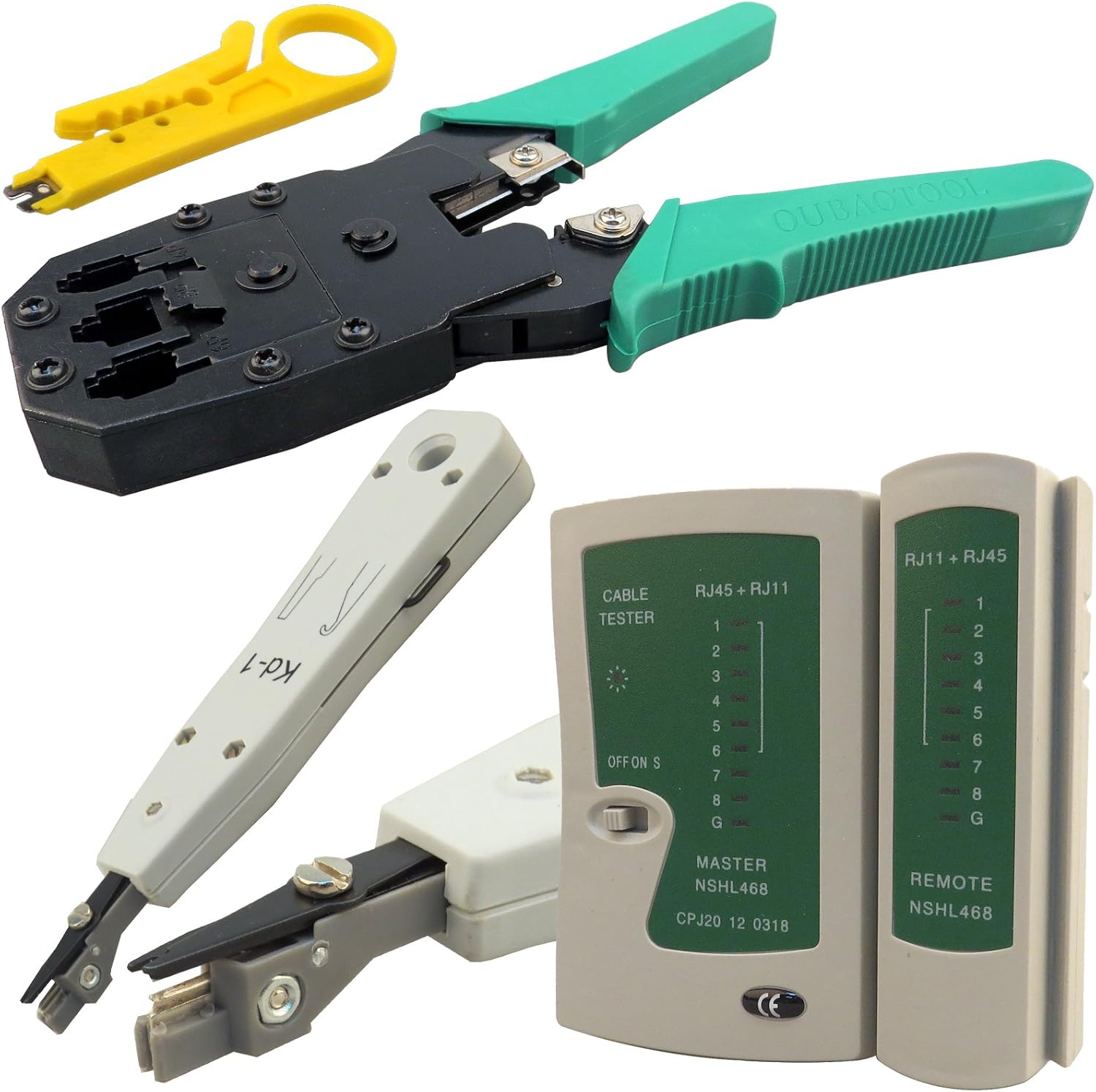 Safekom RJ45 Crimping Tool Cable Tester Punch Down Tool RJ45 RJ11 RJ12 ...