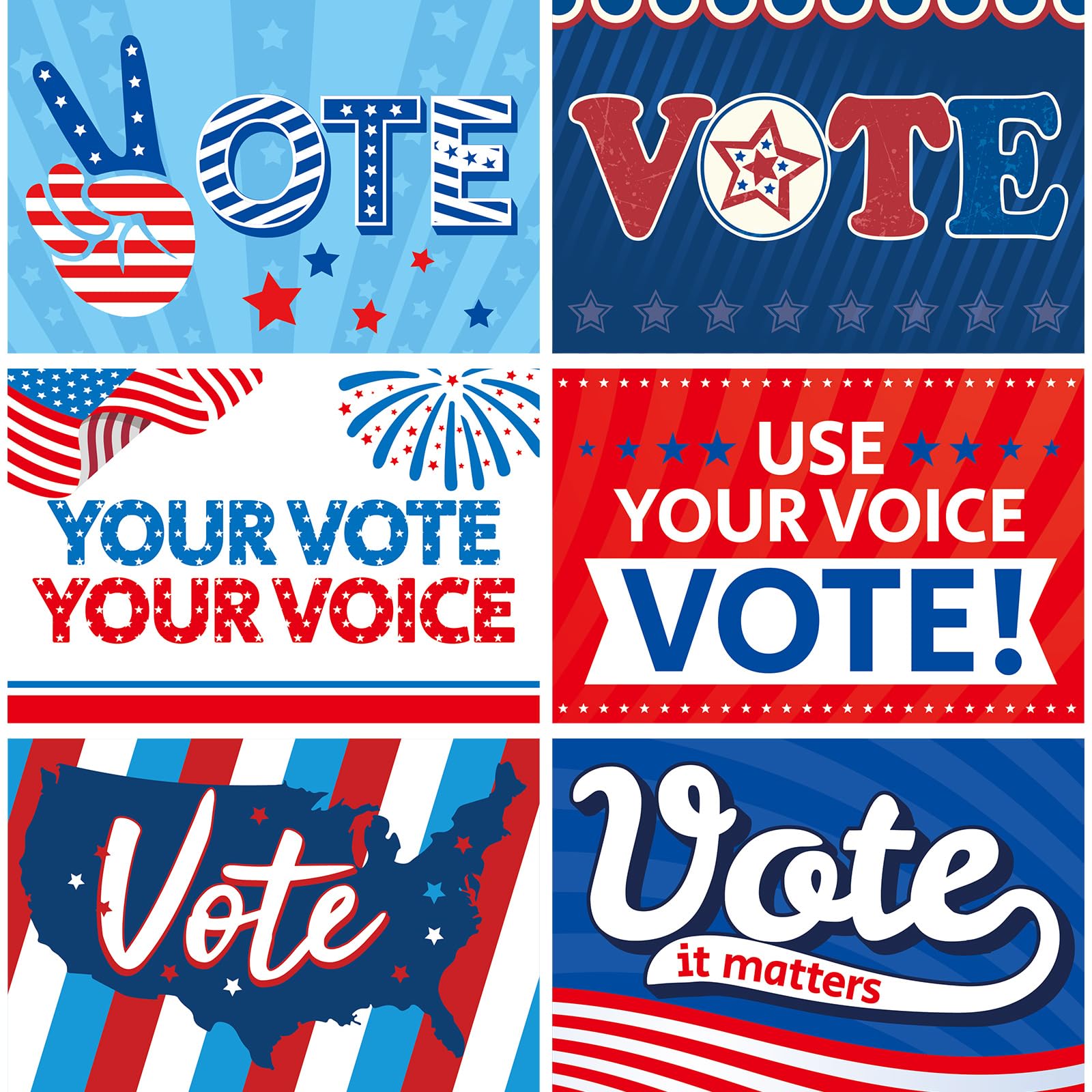 Fancy Land Voter Postcards Patriotic Red White and Blue Encouraging ...