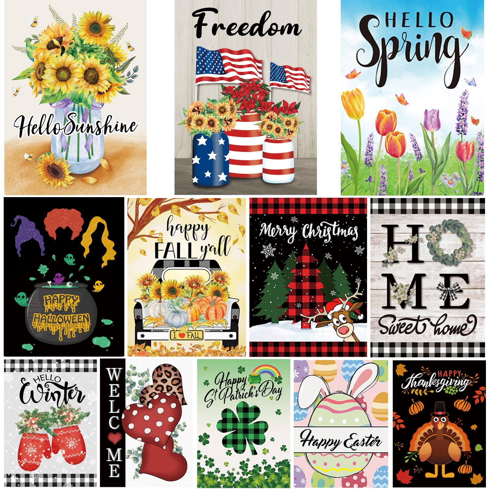 Pating Seasonal Garden Flags Set of 12 Double Sided 12 x 18 Inch, Small ...