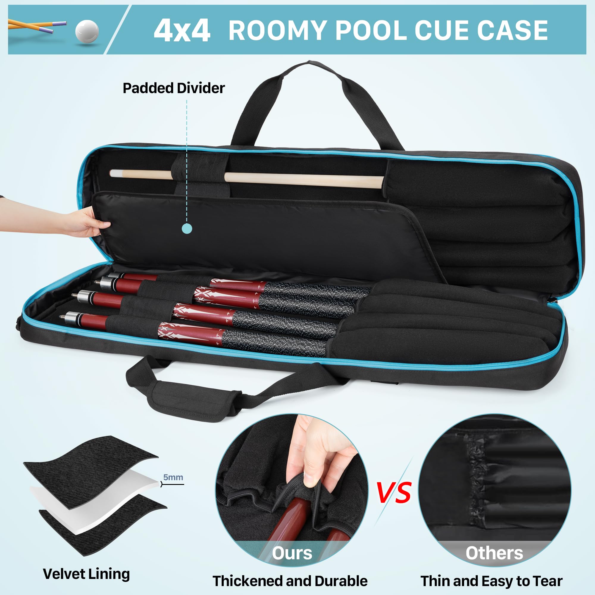 Mua GOBUROS Billiard Cue Case, Pool Cue Case, Holds 4 Bats and 4 Shafts ...