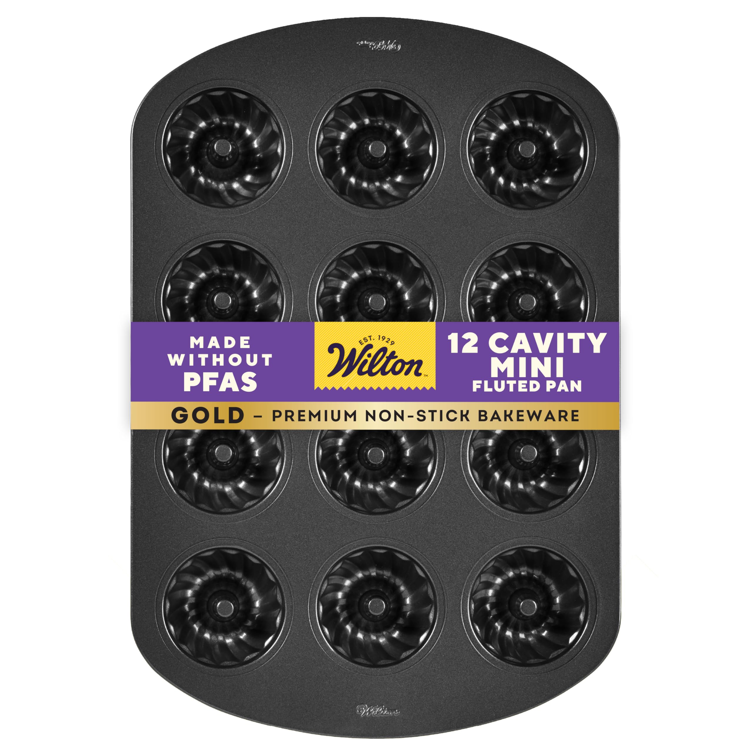 Mua Wilton Gold Non-Stick 12-Cavity Mini Fluted Cake Pan, Stainless ...
