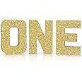 Amazon.com : One Letters First Birthday Gold Glitter One Sign Large Numbers For Party Decor 1st ...