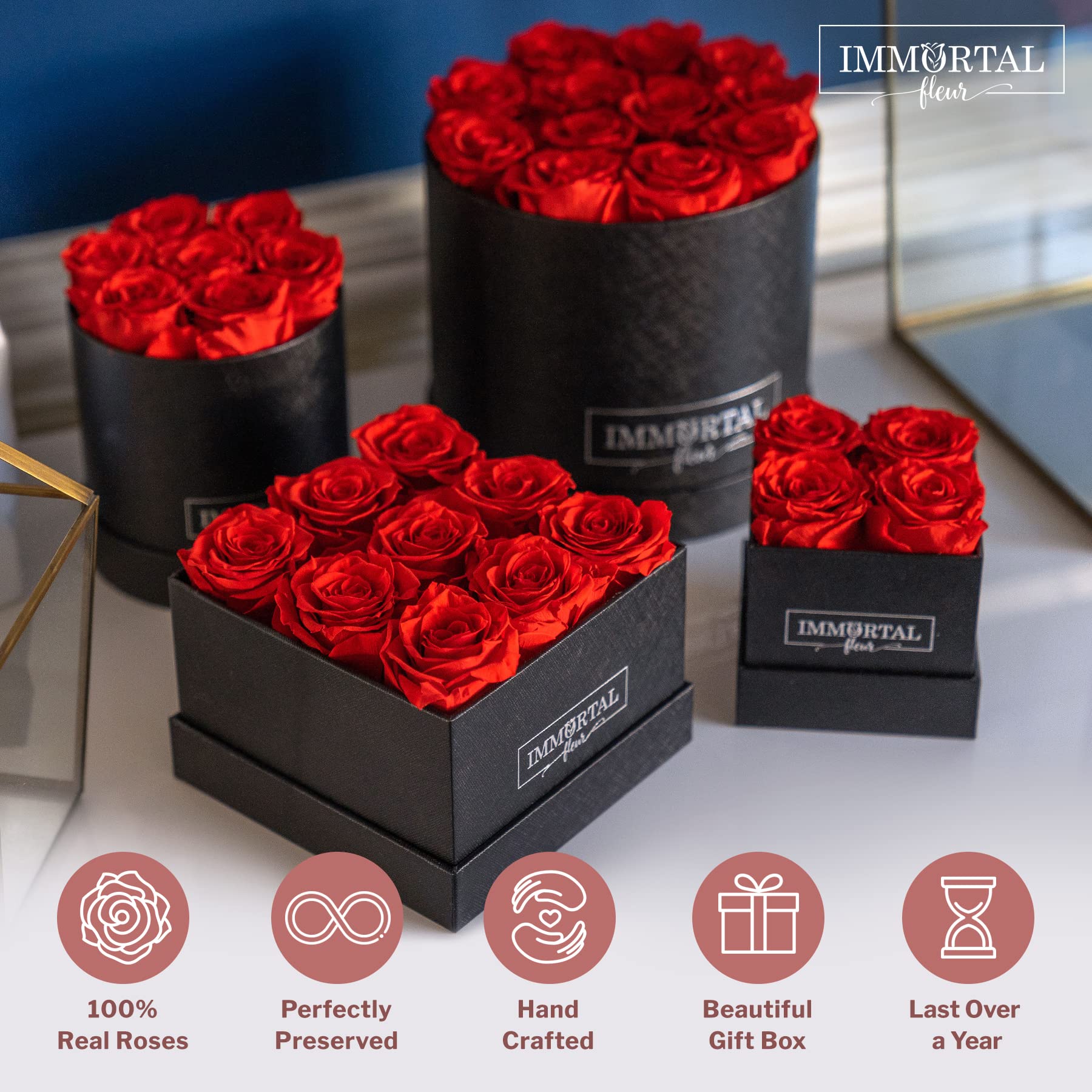 Mua Immortal Fleur Preserved Roses In A Box, Mothers Day Flowers, Forever Everlasting, Mom ...