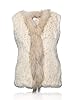 HEIZZI Genuine Rabbit Fur Vest for Women with Raccoon Fur Collar in ...
