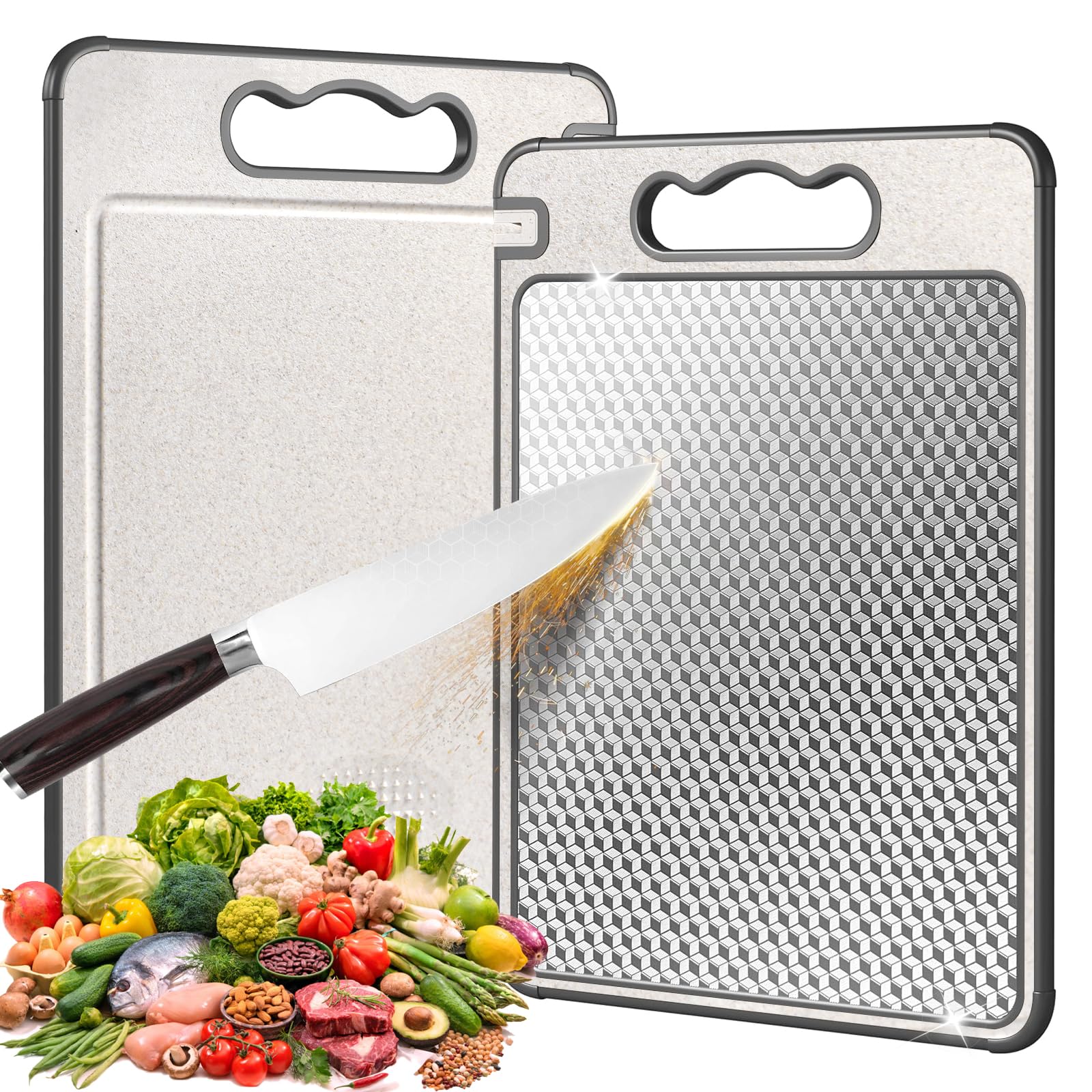 Stainless Steel Cutting Board for Kitchen, Double Sided Non Toxic Non ...