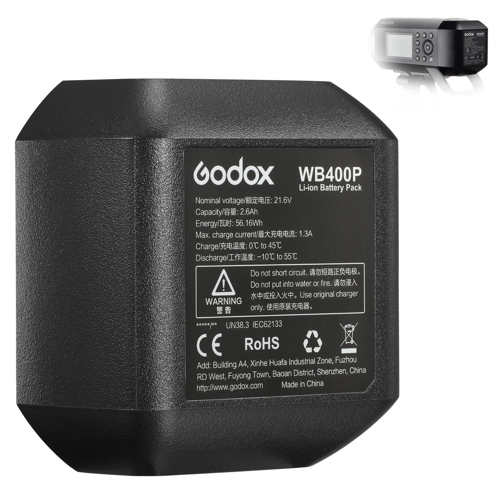 GODOX AD400Pro Original Battery – WB400P 21.6V/2600mAh/56.16Wh Li-ion ...
