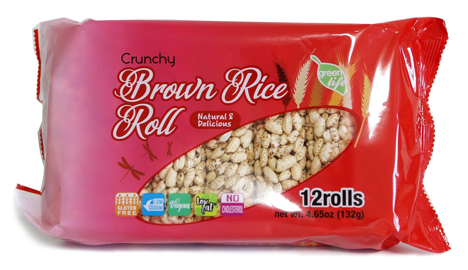 Crunchy Brown Rice Roll Snack, 4.65 oz, 12 Roll Per Pack, Pack of 5, No ...