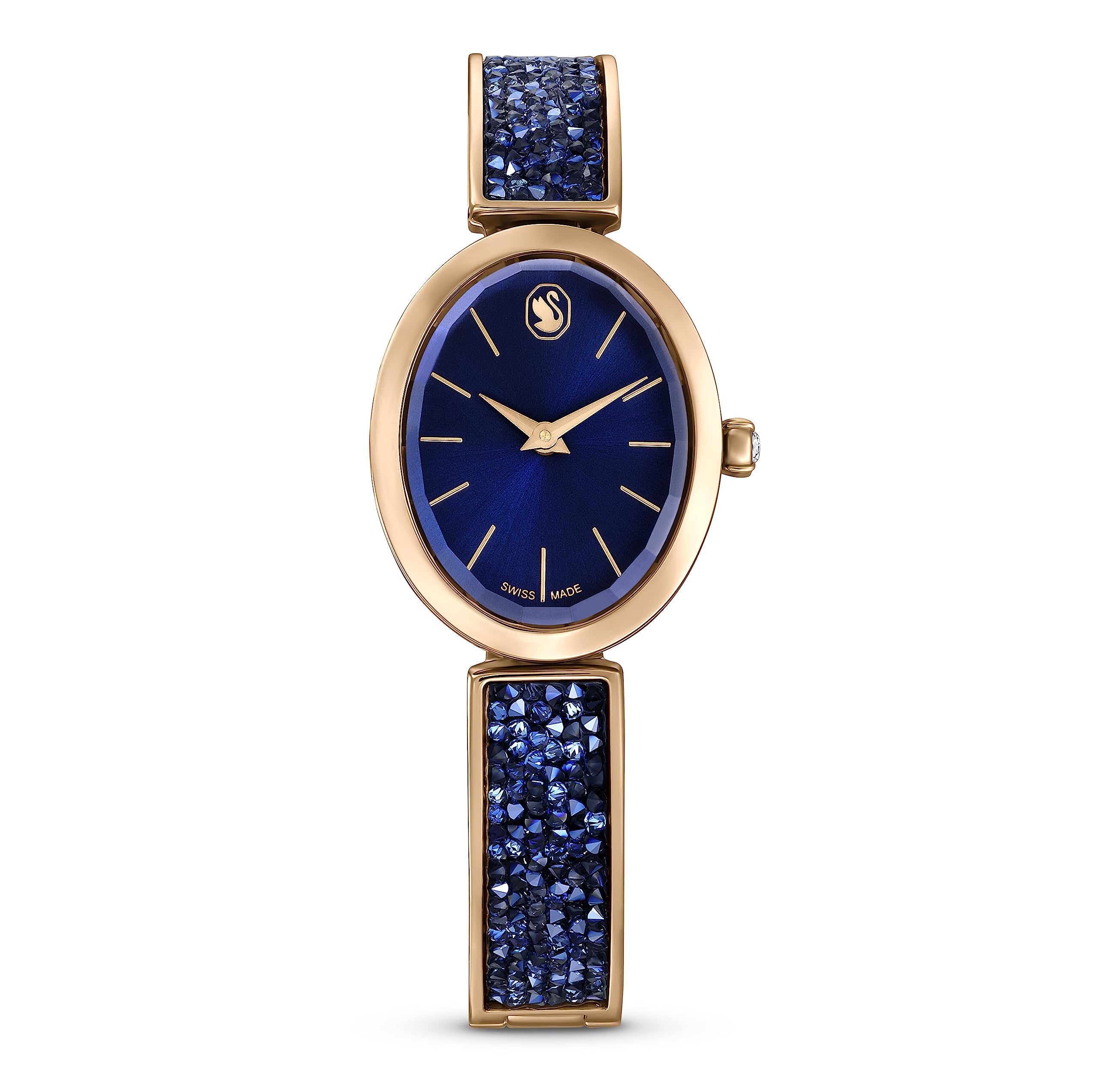 Swarovski Crystal Rock Oval Watch, Metal Bracelet with Blue Sunray Dial ...