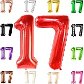 Amazon.com: KatchOn, Giant Rose Gold 17 Balloon Numbers - 40 Inch | 17 ...
