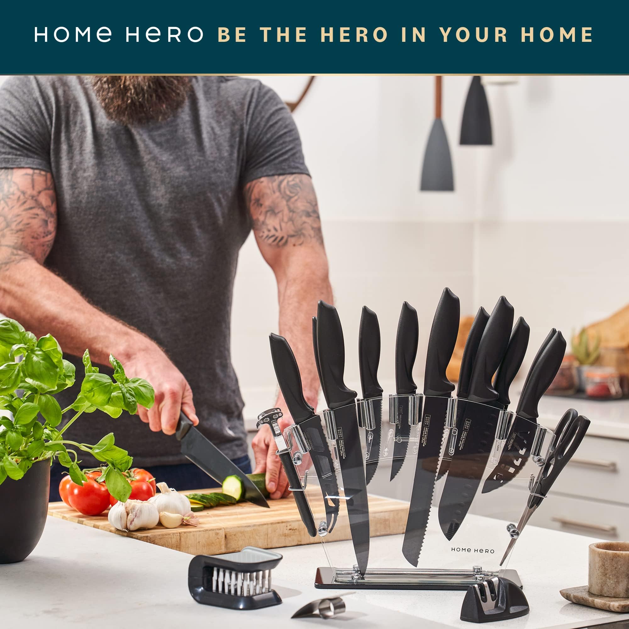 Home Hero 20 Pcs Kitchen Knife Set, Chef Knife Set & Steak Knives ...