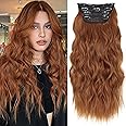 Clip In Hair Extensions 20 Inch 6pcs Copper Red Long Wavy Curly Hair ...