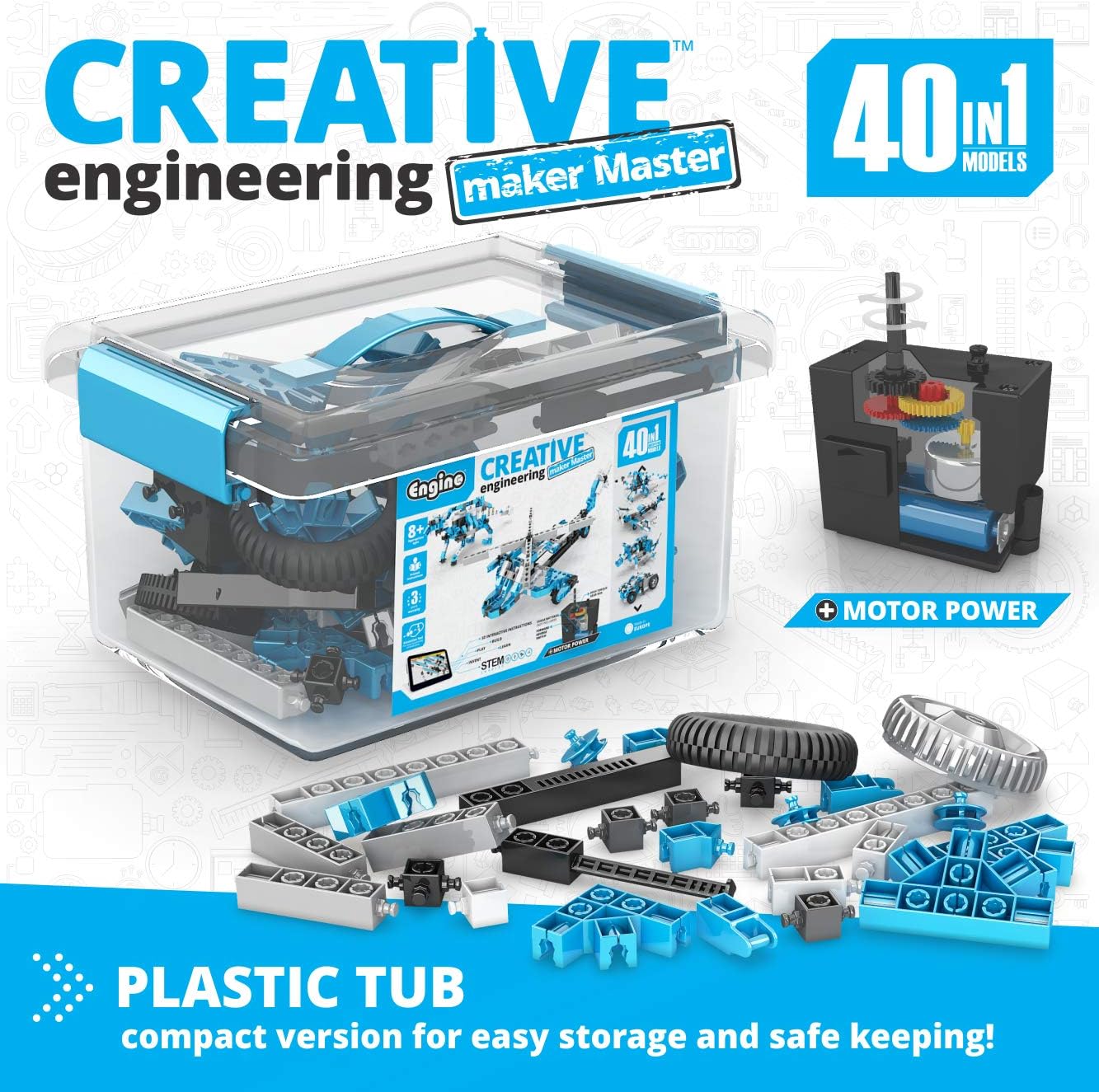 Engino – Creative Engineering Maker Master 40 Motorized Models Set ...