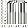 4 Pcs Hotop 304 Stainless Steel Square U-Bolt Boat Trailer U-Bolts with Washers and Nuts l Heavy ...