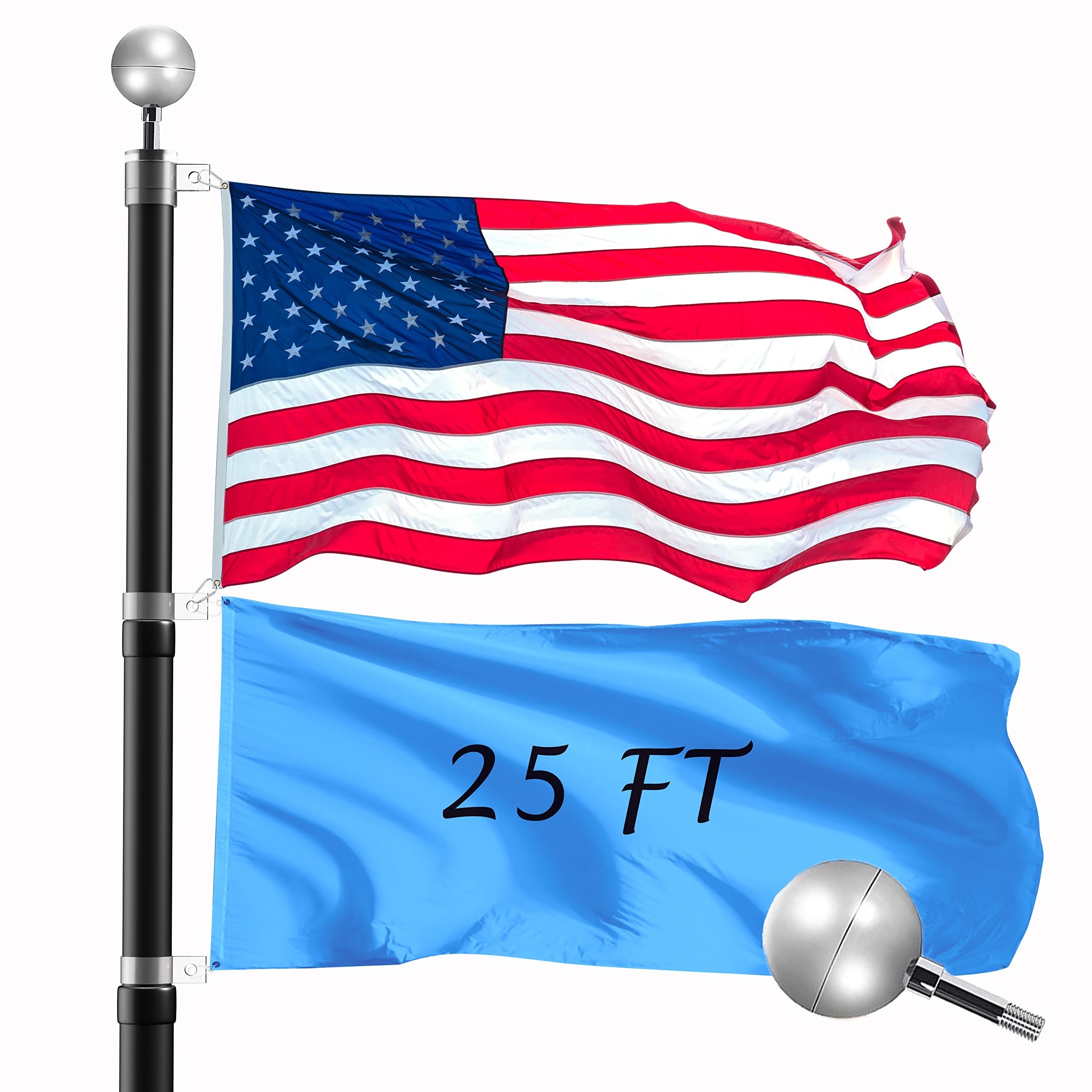 Mua Wphold 25FT Telescopic Flag Pole Kit: Extra Thick Telescoping Flag ...