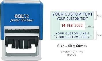 Amazon.com : Self Inking COLOP Printer 55 Dater Stamp Custom Text with Date Rubber Stamp Office ...