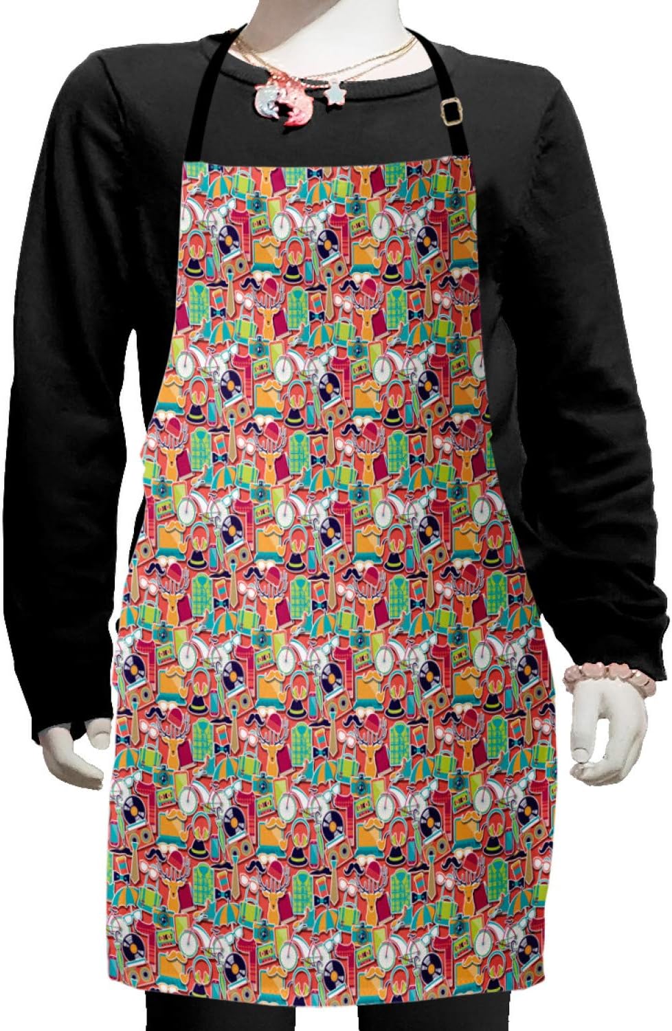 Amazon.com: Ambesonne Hipster Apron, Funky Pattern with Various Hipster ...