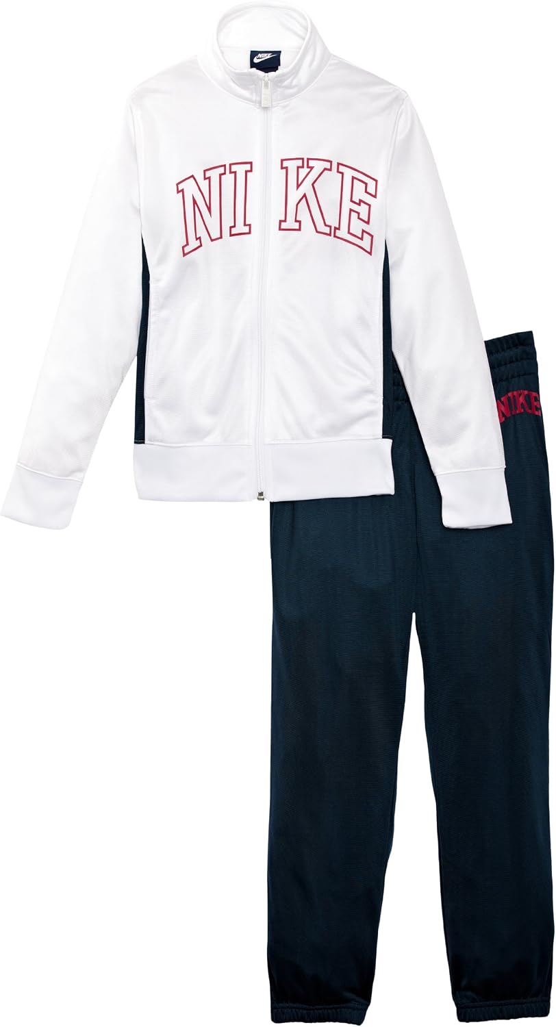 Nike Girl's Regular Polywarp Warm Up Training Suit - White/Armory Navy ...