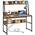 Amazon.com: Yaheetech 47 in Modern Computer Desk with Power Outlets and ...