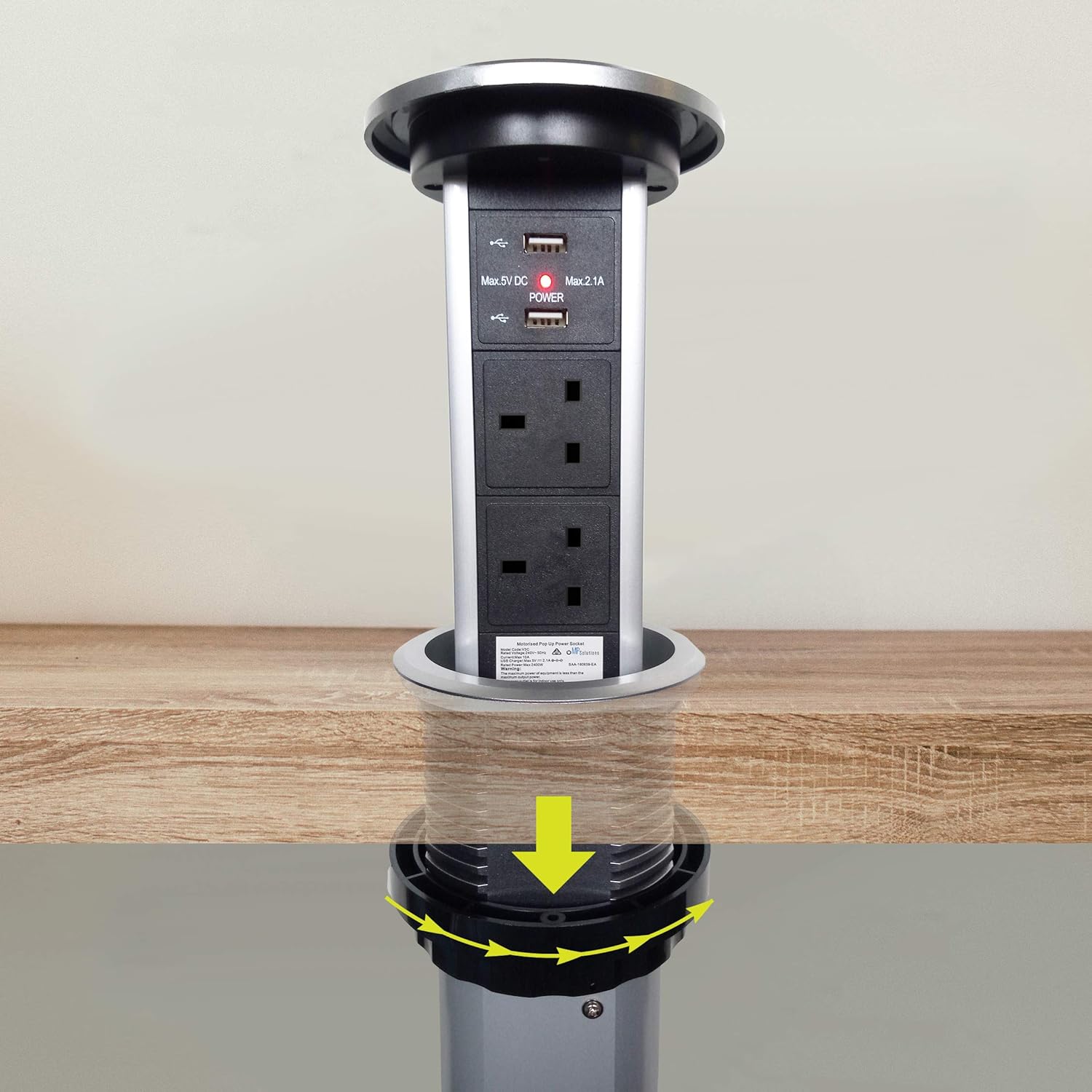 Electrical V3 UK Motorised Pop Up Power Point Socket Outlet w/ 2 GPO 2 ...