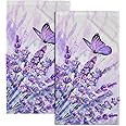 Amazon.com: Watercolor Lavender Butterfly Kitchen Towels Set of 2 Purple Flower Butterflies ...