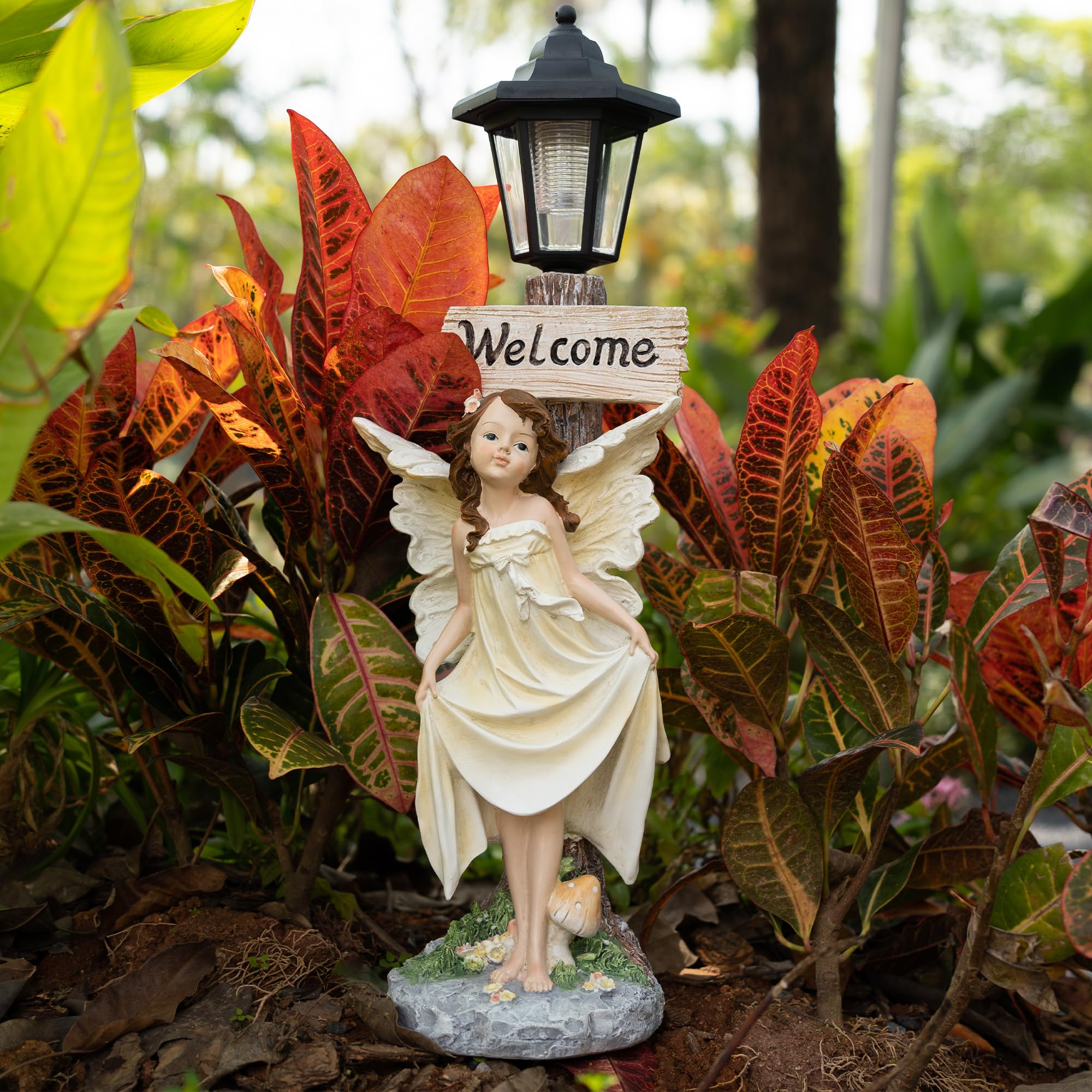 Garden Fairy Solar Light Welcome Sign, 22" in Height, Decorative ...