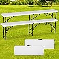 Amazon.com: Plastic Folding Benches 6 Foot 2 Pack, Portable Outdoor ...