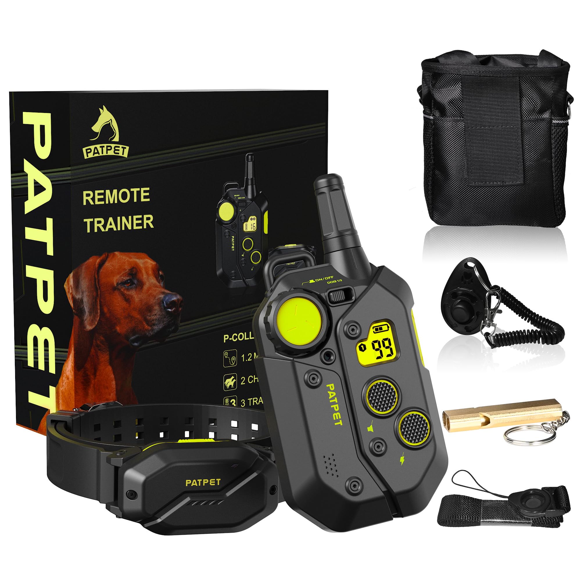 PATPET Dog Training Collar, 1.2 Mile Range 101 Training Levels Dog ...