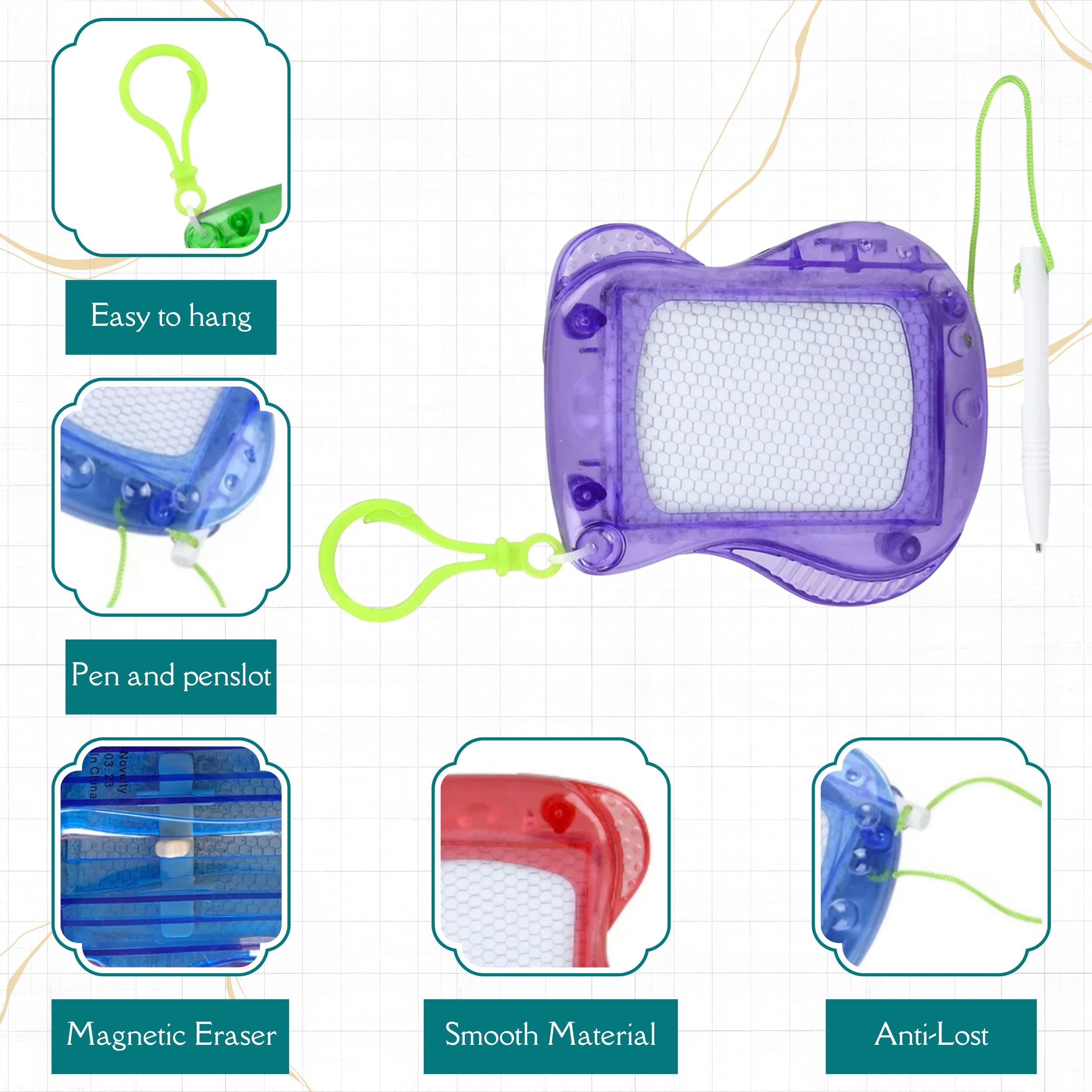 24 Mini Drawing Board For Kids (24 Pack) Bulk Backpack Keychain Clip ...