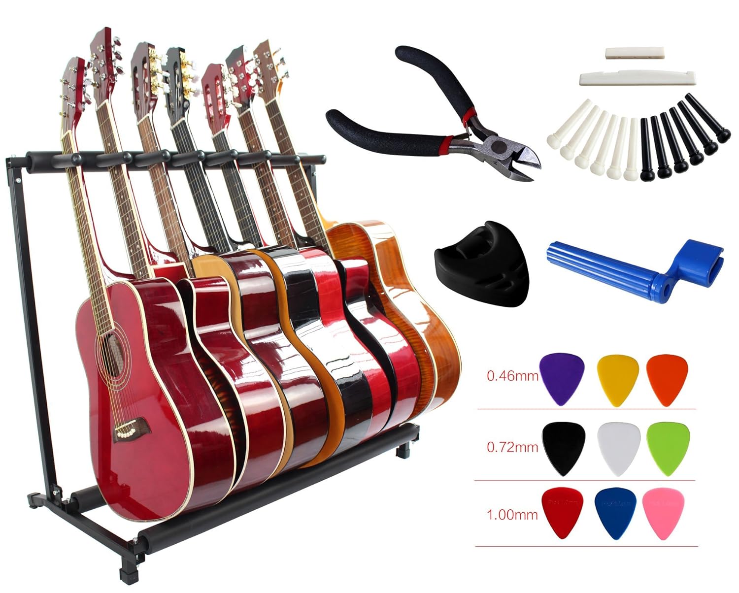 YMC Folding Multiple Guitar Stand for Acoustic Electric Guitar Bass ...