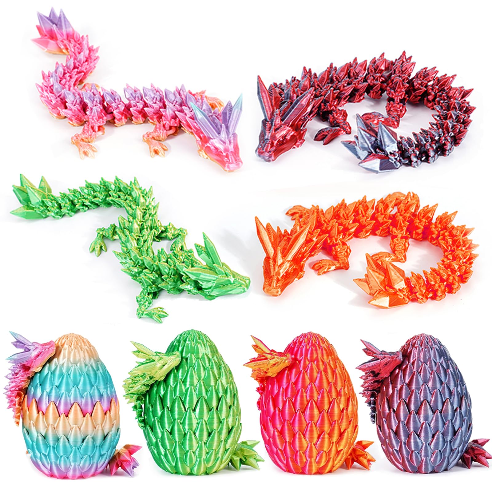 SHUWND 4PC 3D Printed Dragon in Egg,Dragon Eggs with Dragon Inside ...