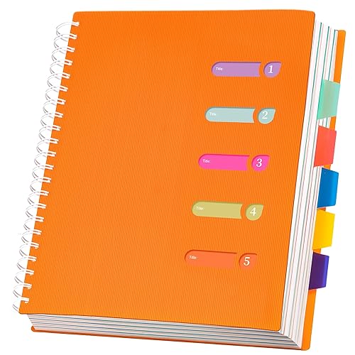 5 Subject Notebook 8.5 x 11 Large Spiral Notebook with Dividers 240 ...