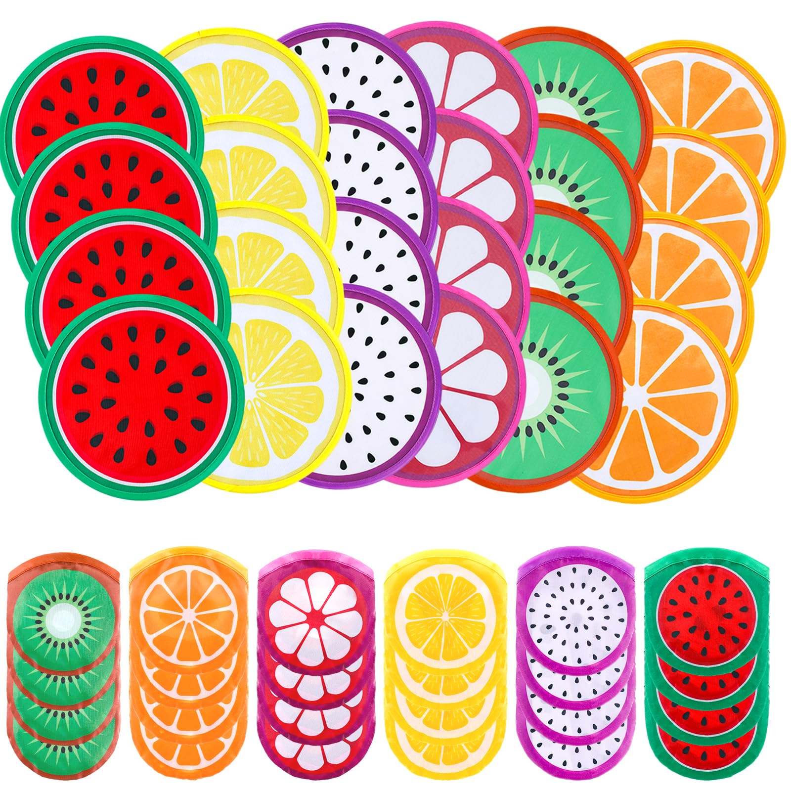 CroBlissful 24 Pcs Foldable Flying Disc Fans 9.84'' Fruit Folding Hand ...