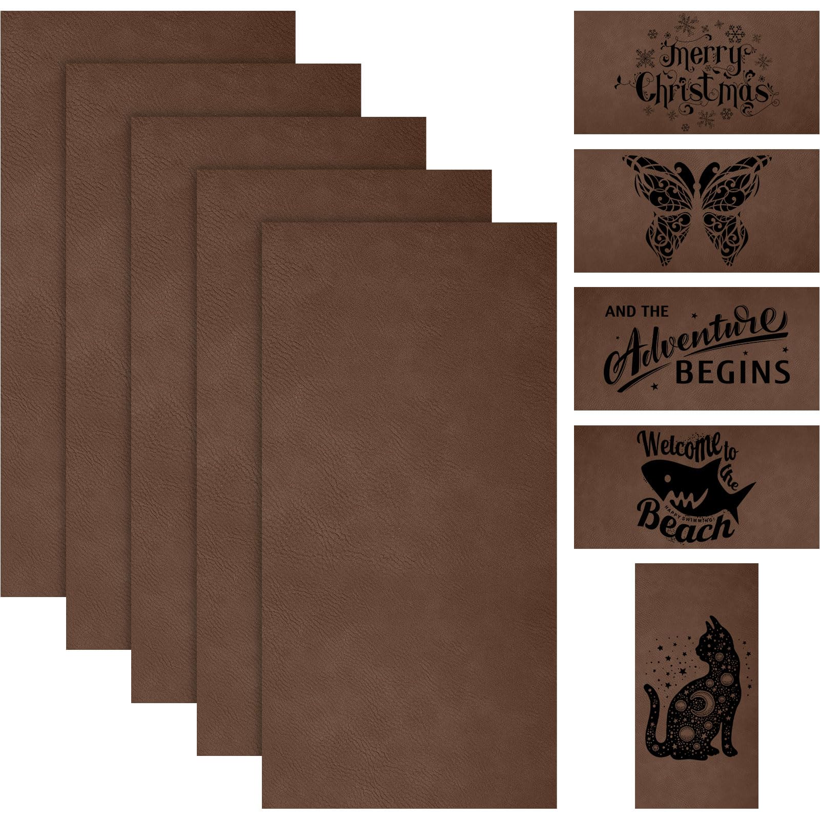 Huhumy 5 Pieces Laserable Leather Sheets Leatherette Sheets for Laser Engraving Leather Laser ...