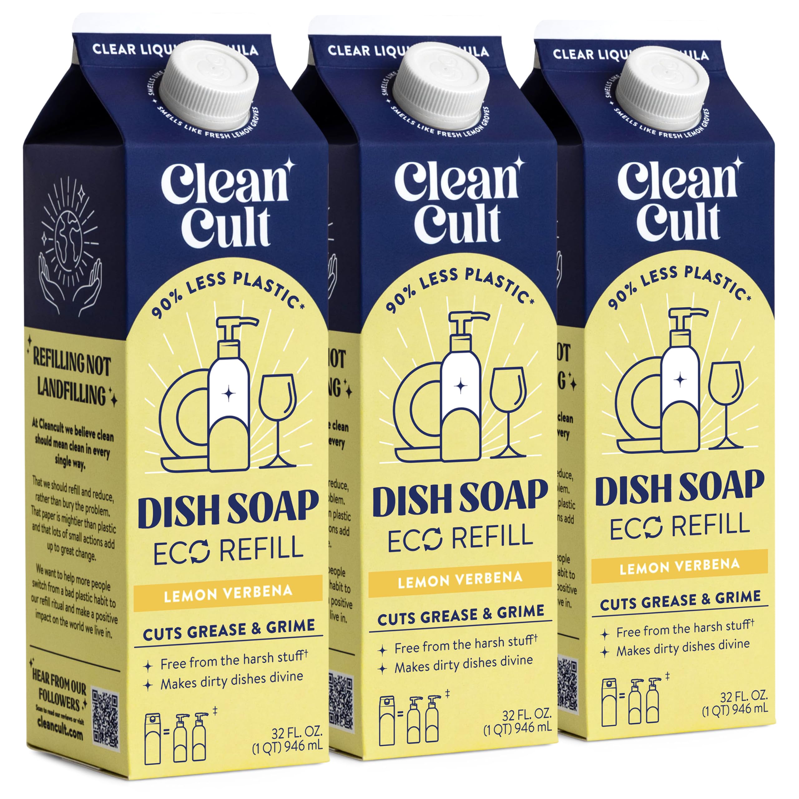 Cleancult Dish Soap Liquid Refills - Plant Based Cleaning Power - Cuts ...
