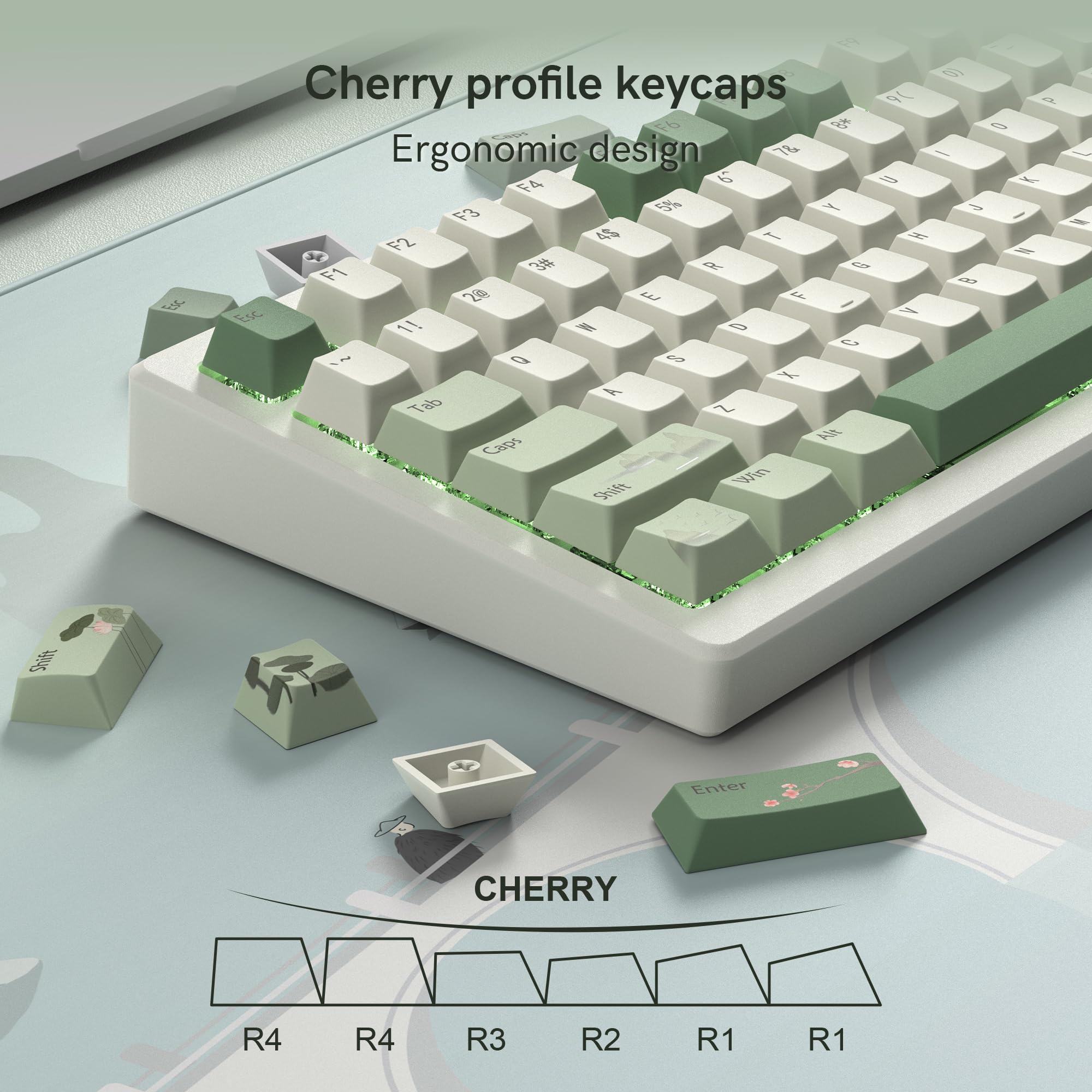 Mua dagaladoo Matcha Green Keycaps PBT,dye Sublimation keycaps 60% 65% ...