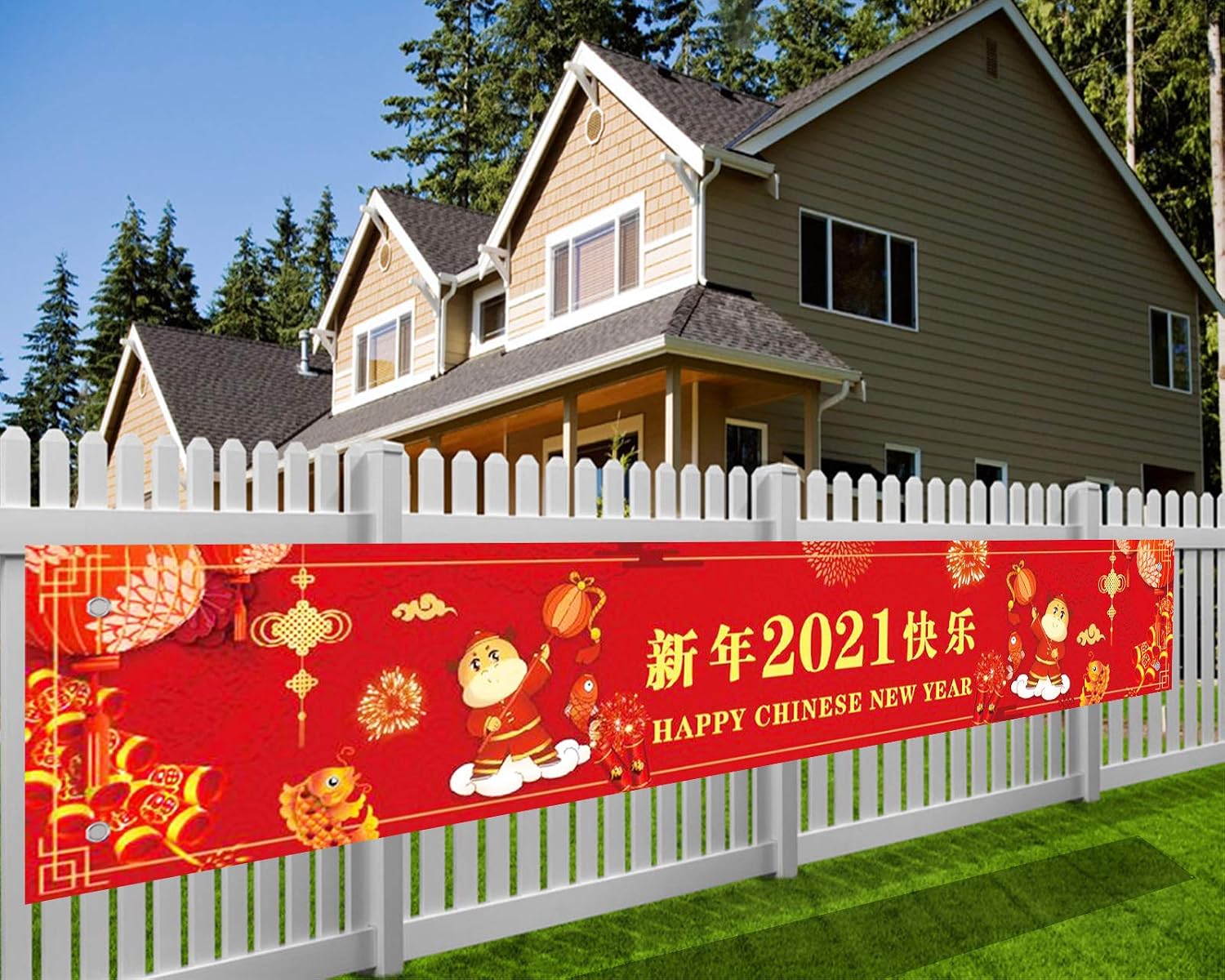 HOWAF Long Red Fabric Banner for Chinese New Year Party Decoration ...
