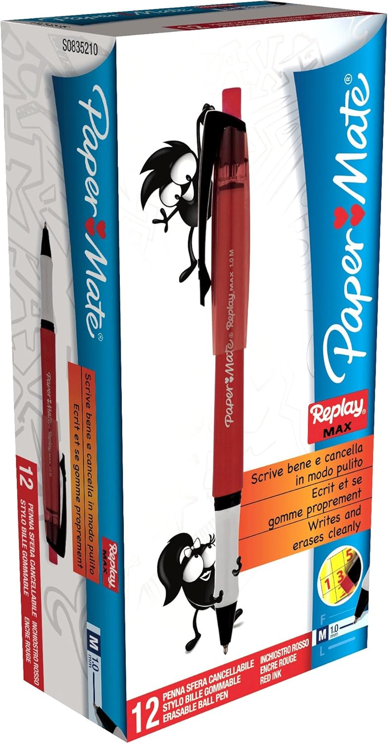 Paper Mate Replay Max-Penna a sfera cancellabile, punta media ...