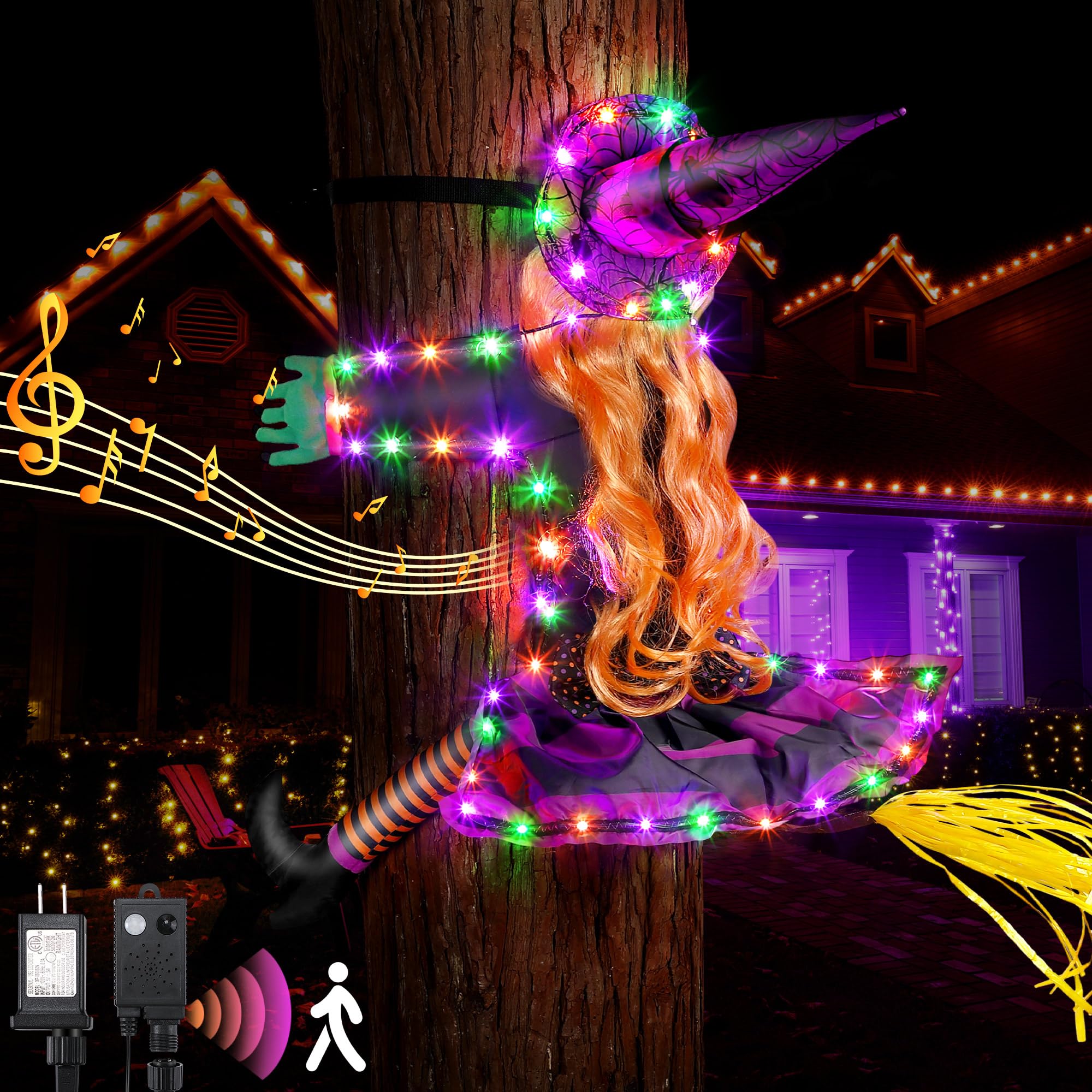 Meonum Crashing Witch into Tree Halloween Decorations with Music Sync ...