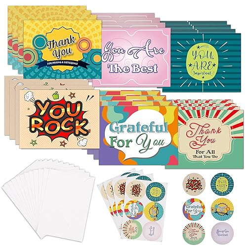 24 Encouragement Thank You Notecards - You Rock,Appreciation Cards with ...