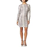 Dress the Population Women's Emilia Long Sleeve Stretch Sequin Drape ...
