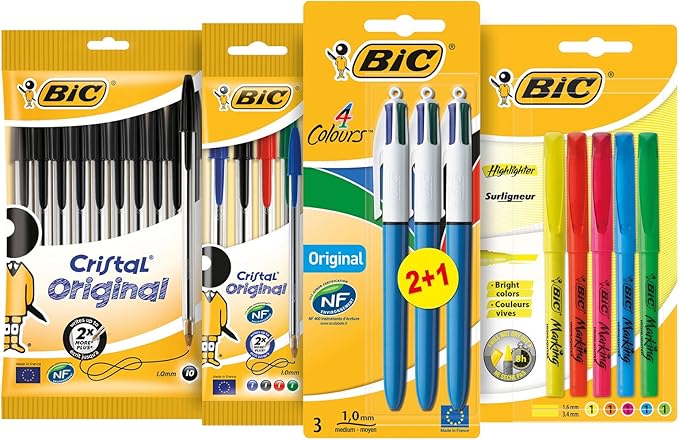 BIC Student, Penne a sfera, evidenziatori e 4 penne colorate: Amazon.it ...