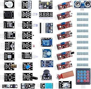 Smraza 37 in 1 Sensor Kit Compatible with Arduino, Sensor Modules Kit with Tutorial Compatible ...