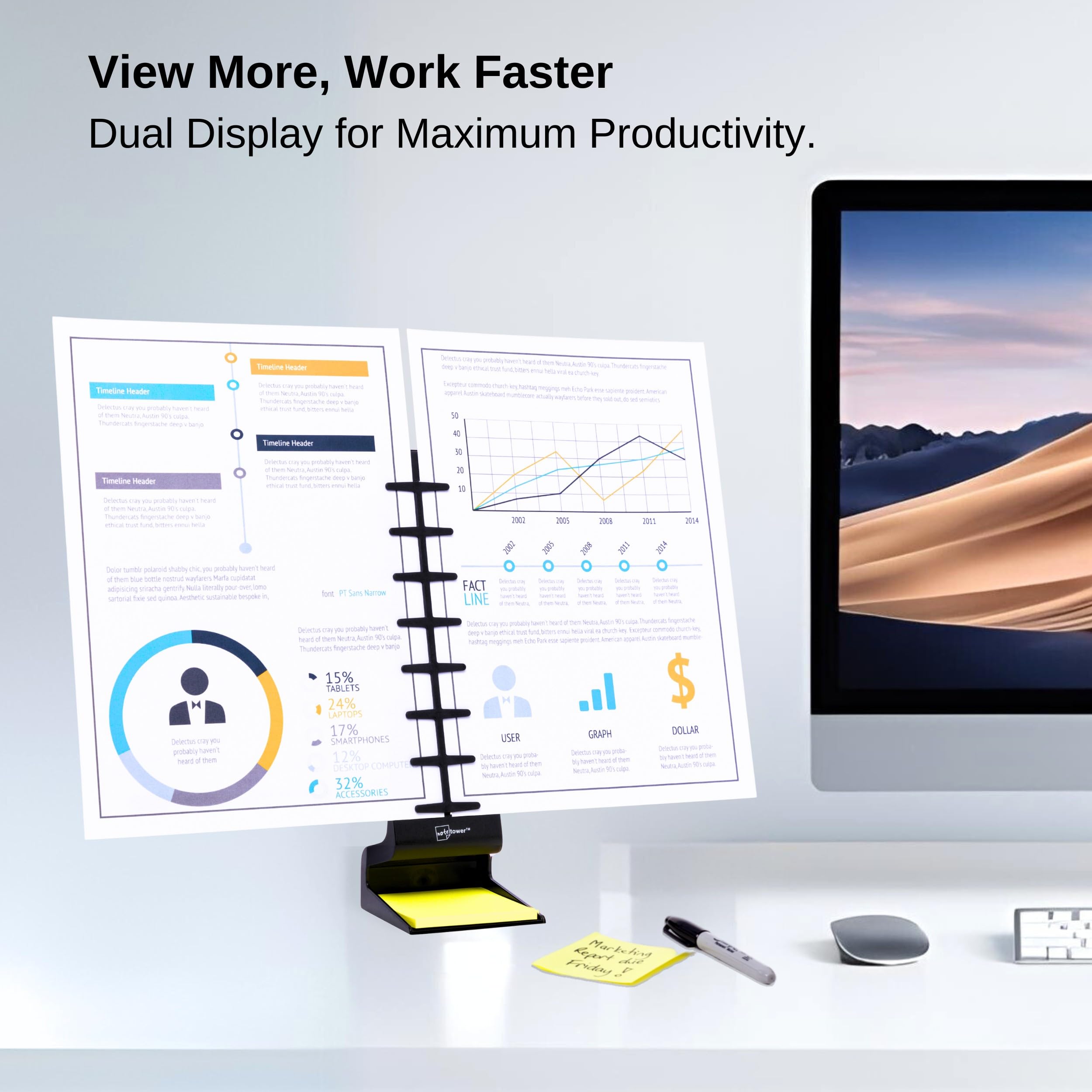 Mua Note Tower Desktop Pro Dual Document Holder for Typing | Compact 2 ...