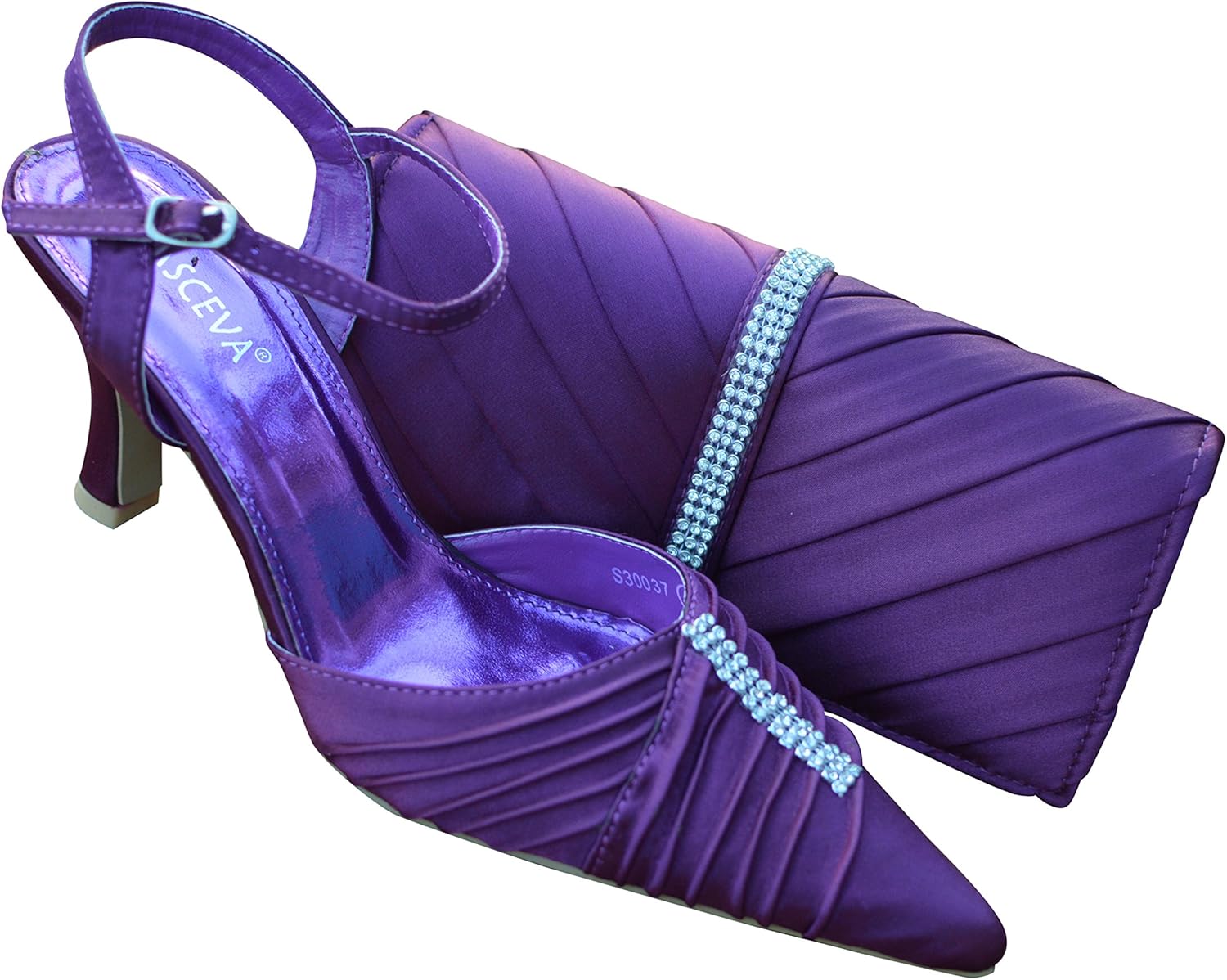 Chic Feet Womens Purple Wedding Prom Evening Shoes & Matching Bag - UK ...
