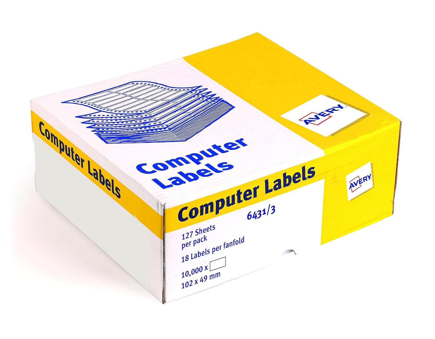 Avery 6431/3 Self-Adhesive Dot Matrix Computer Labels, 18 Labels Per ...