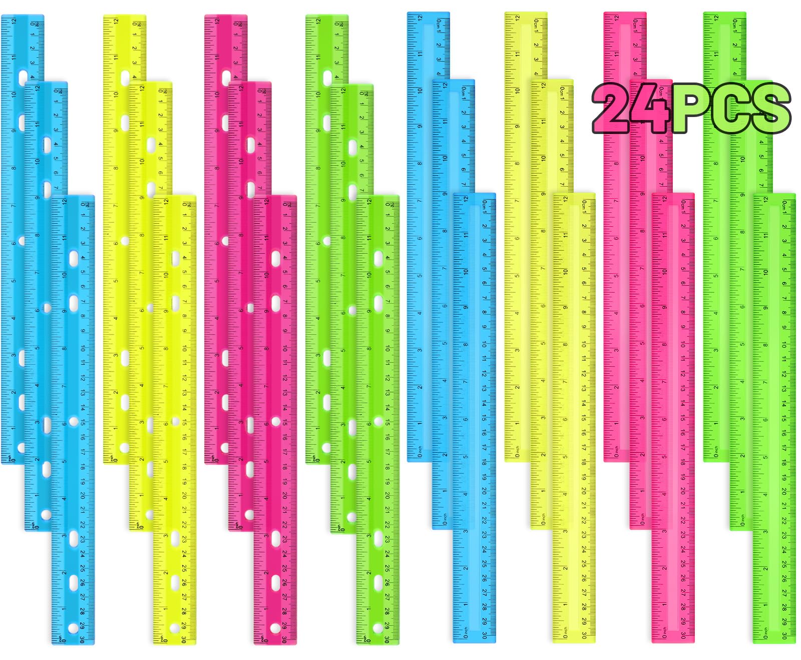 Mua 24 Pack Clear Ruler Plastic Rulers 12 Inch Transparent Assorted ...