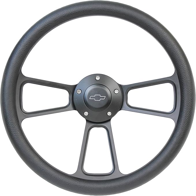 14" Forever Sharp Black Billet Aluminum Steering Wheel w/Engraved Chevy ...